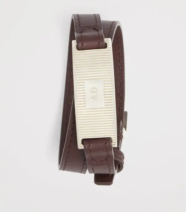 Dunhill Silver And Leather Id Tag Bracelet