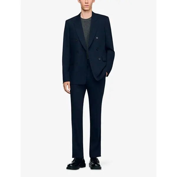 Sandro Regular-fit Double-breasted Wool Suit Jacket