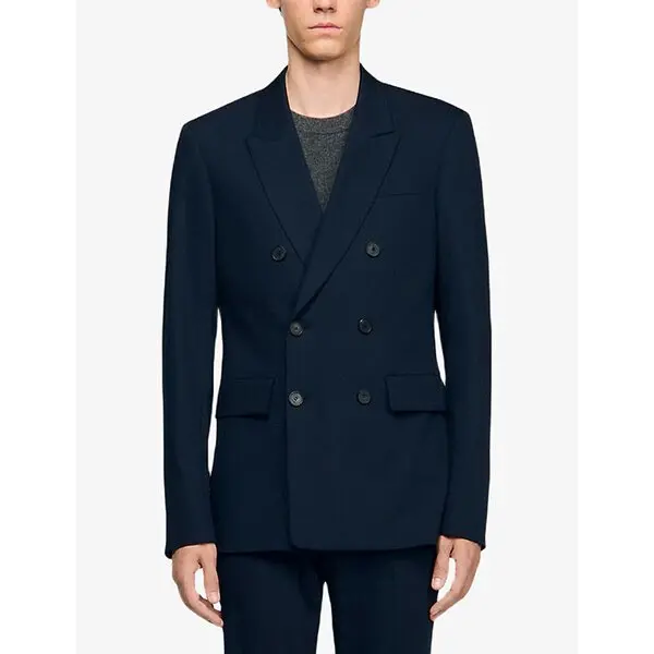 Sandro Regular-fit Double-breasted Wool Suit Jacket
