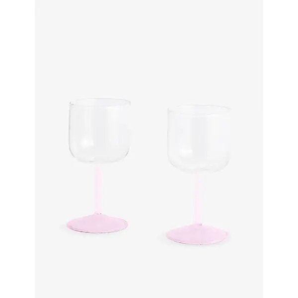 HAY Tint Wine Borosilicate Glass Set Of Two - Jade Pink And Light Pink