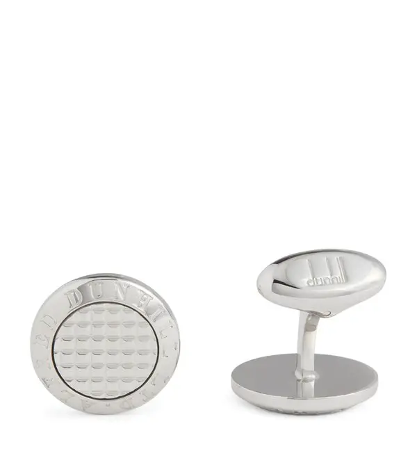 Dunhill Sterling Ad Coin Hobnail Cufflinks - Silver