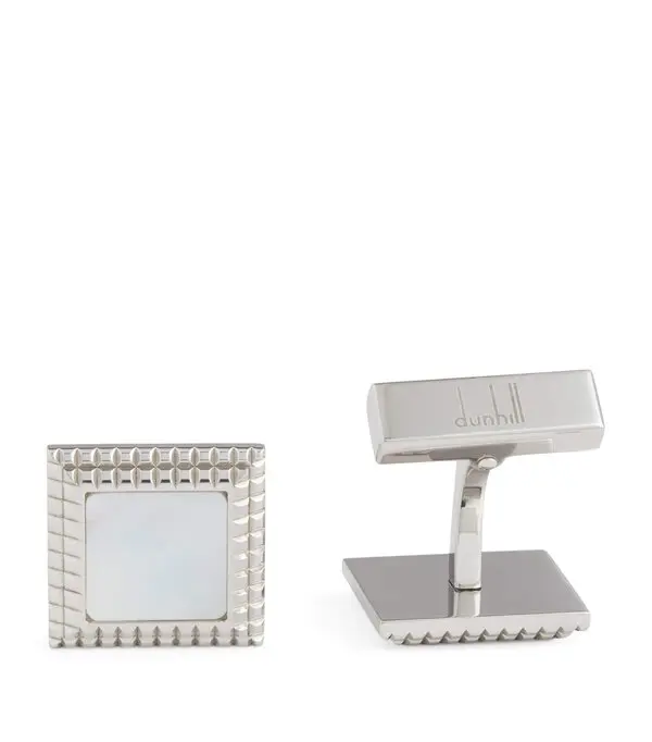 Dunhill Sterling Silver Hobnail-insert Square Cufflinks - White