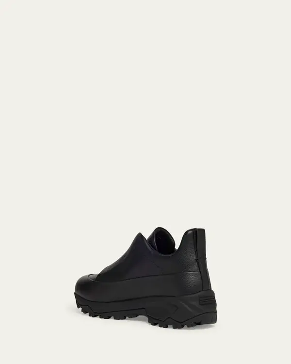 Zegna Triple Stitch Grained Leather Sneakers