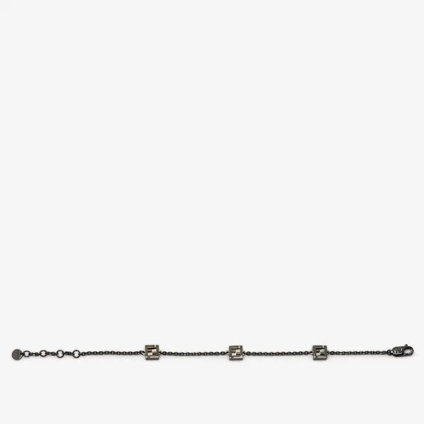 Fendi Ff Cube Chain Bracelet - Silver And Ruthenium