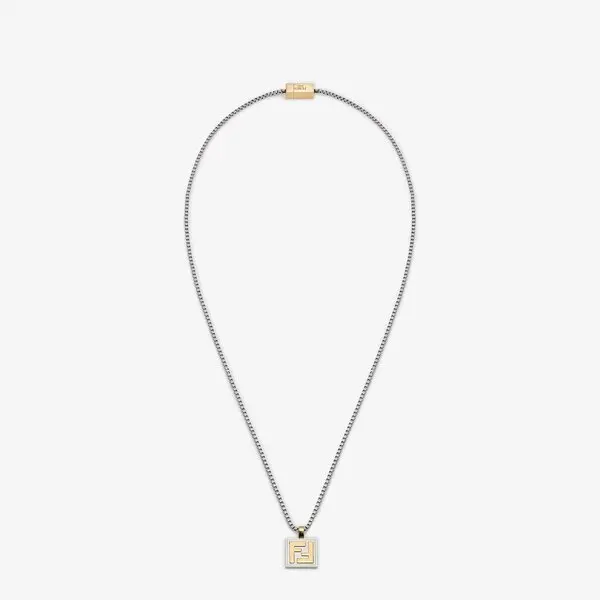 Fendi Ff Pendant Necklace - Silver And Gold