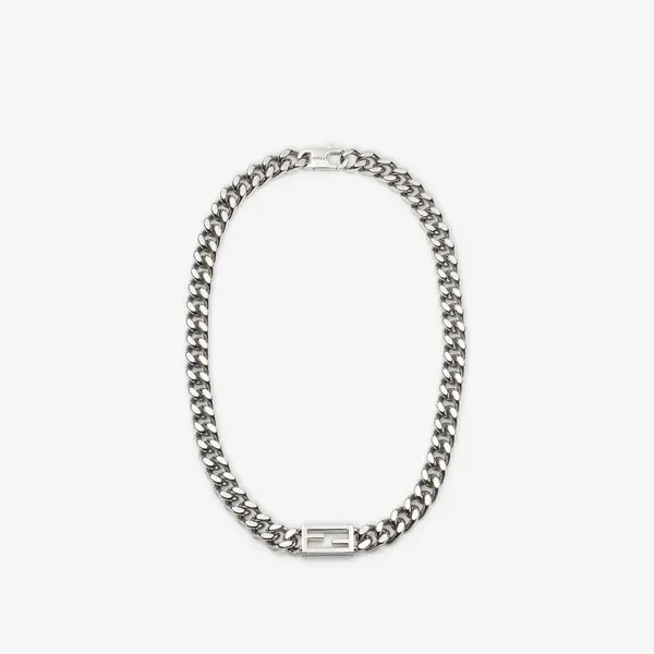 Fendi Ff Baguette Palladium Necklace - Silver