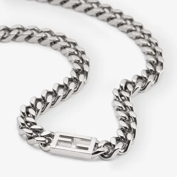 Fendi Ff Baguette Palladium Necklace