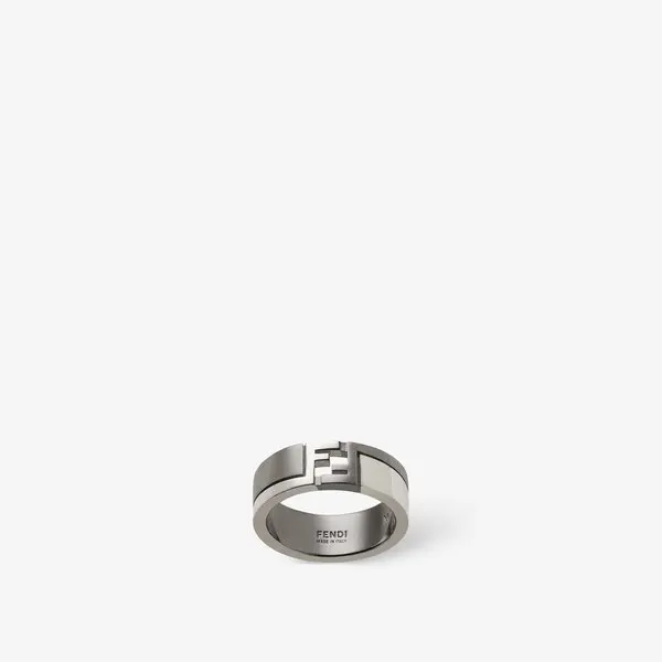 Fendi Ff Cube Ring - Silver And Ruthenium