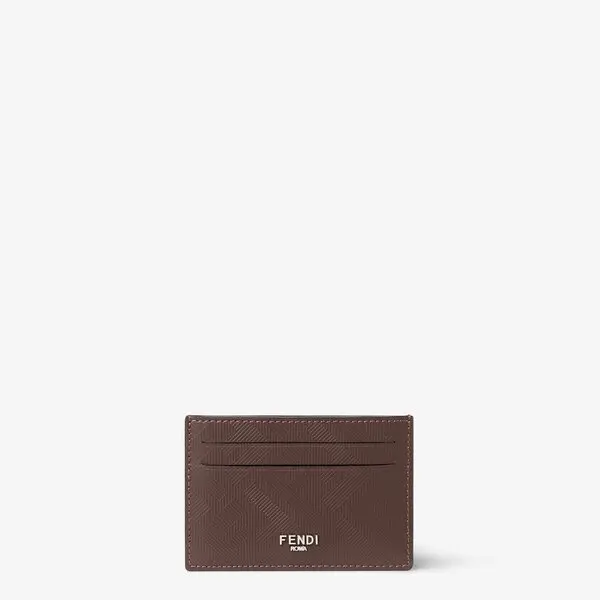 Fendi Shadow Slim Card Holder - Brown