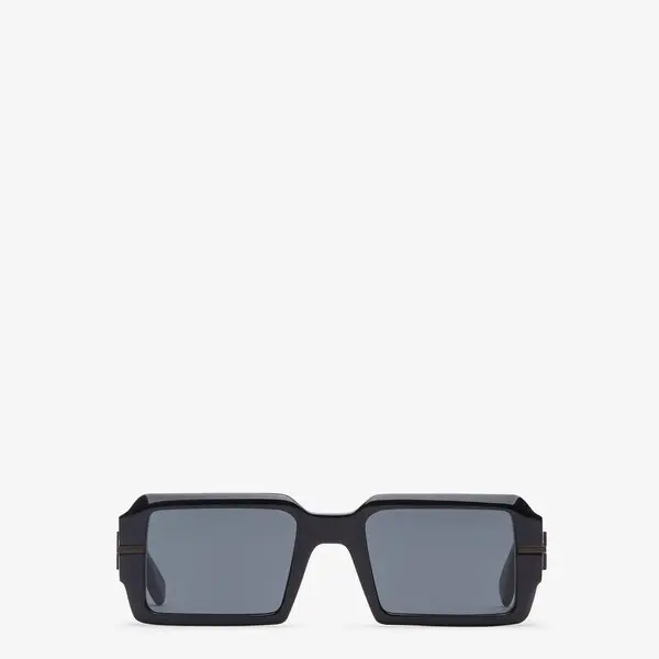 Fendi Rectangular Sunglasses With Lettering - Black