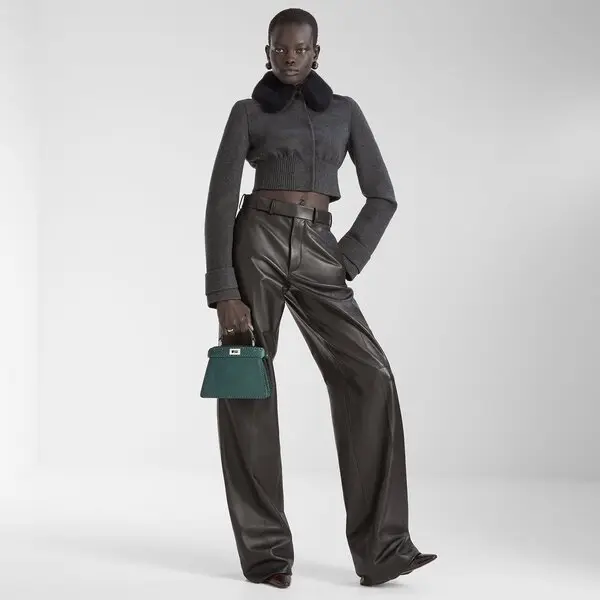 Fendi High-waisted Nappa Leather Trousers
