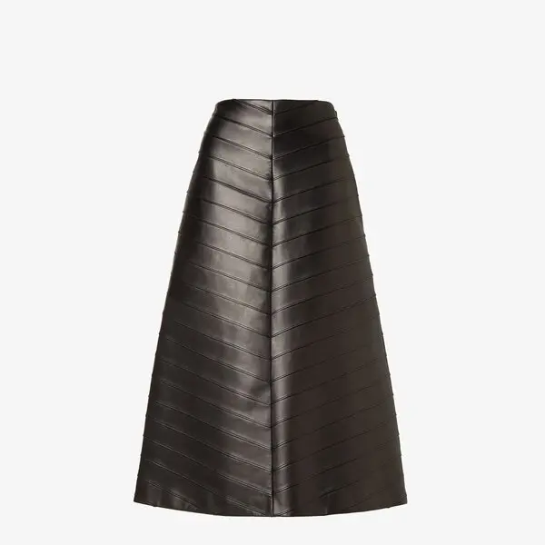 Fendi Flared Nappa Leather Midi Skirt