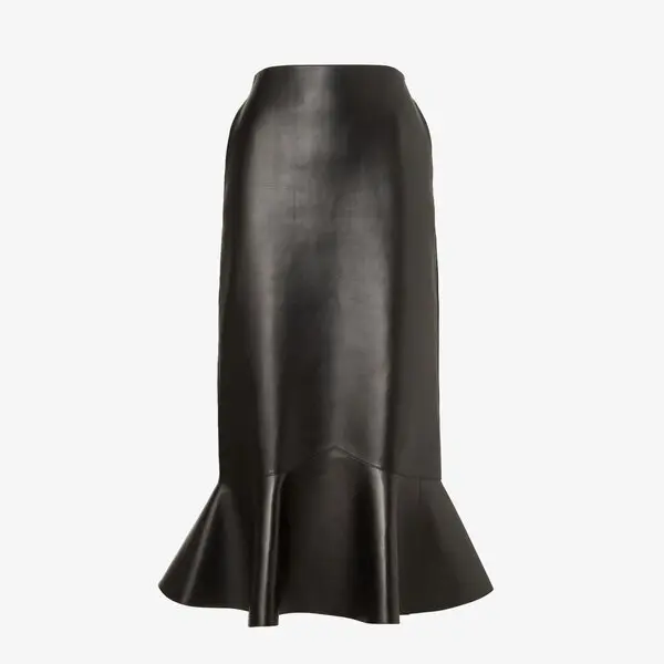 Fendi High-waisted Nappa Leather Midi Skirt