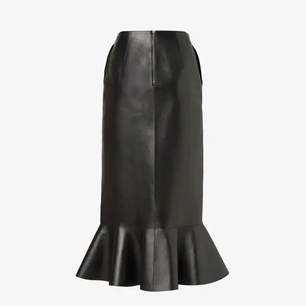 Fendi High-waisted Nappa Leather Midi Skirt