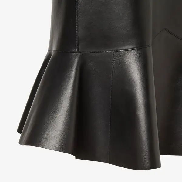 Fendi High-waisted Nappa Leather Midi Skirt