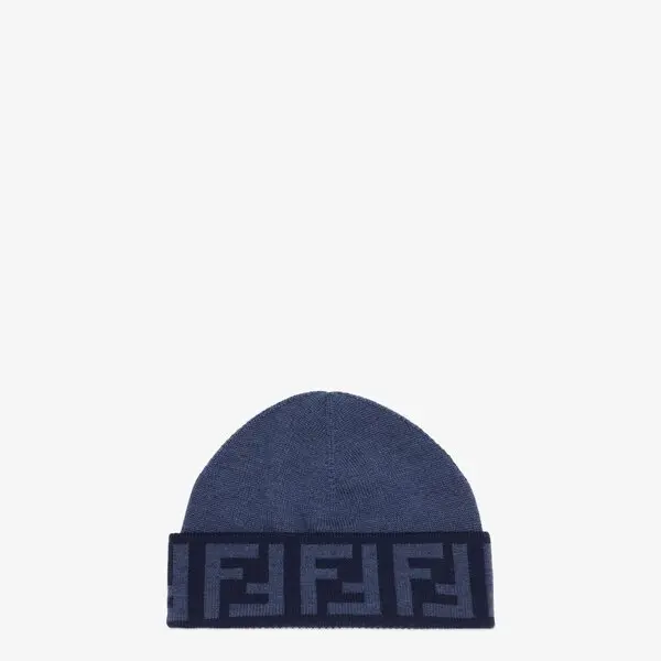 Fendi Beanie With Ff Motif - Blue