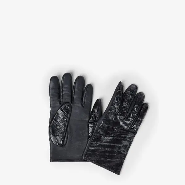 Fendi Hagfish Leather Gloves - Black