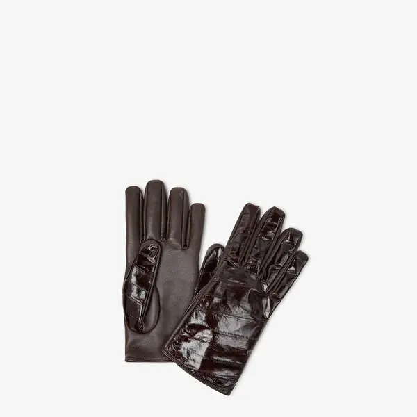 Fendi Leather Gloves - Brown