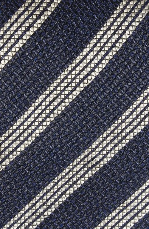 BOSS Textured Stripe Silk & Wool Necktie