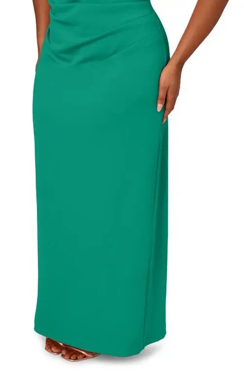 Adrianna Papell Asymmetric Draped Sheath Gown - Emerald