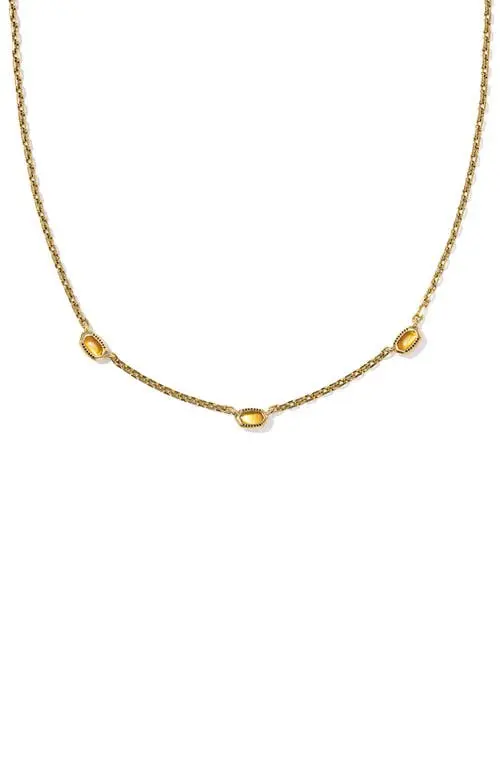 Kendra Scott Mini Elisa Three Stone Necklace - Marbled Amber Illusion