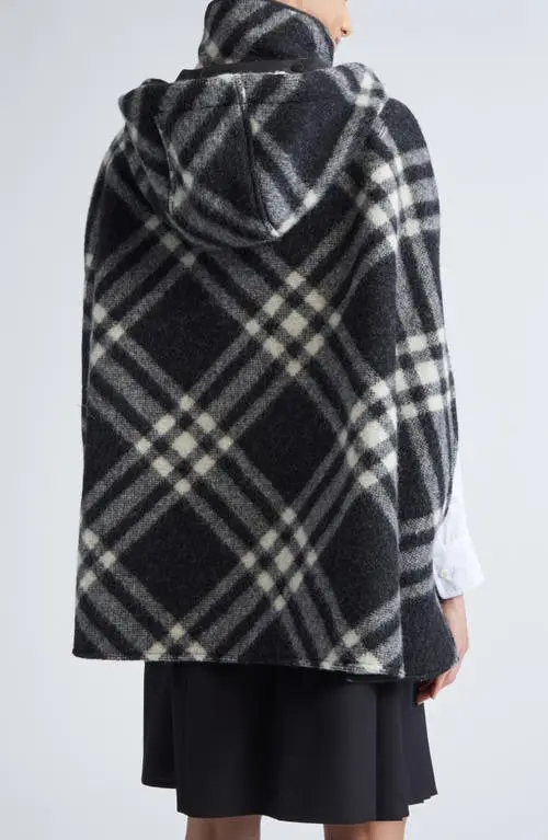 Burberry St. Neve Check Hooded Wool Cape