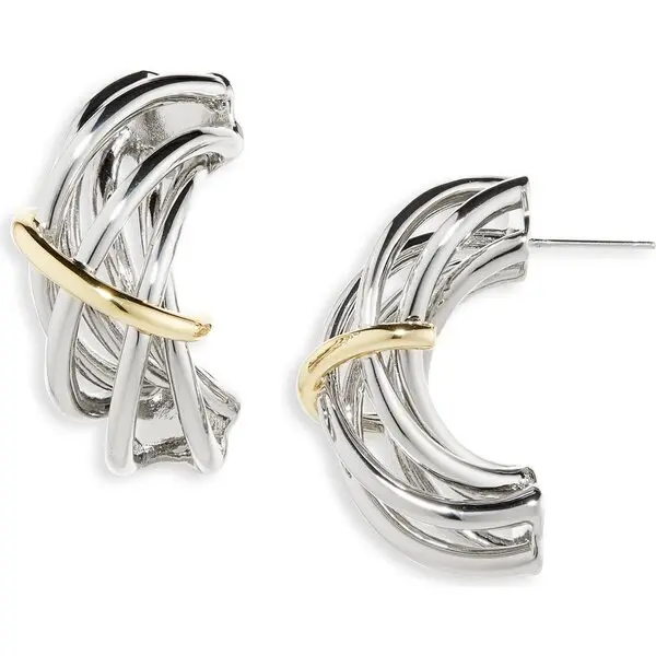 Demarson Sloane Crisscross Drop Earrings - Two Tone