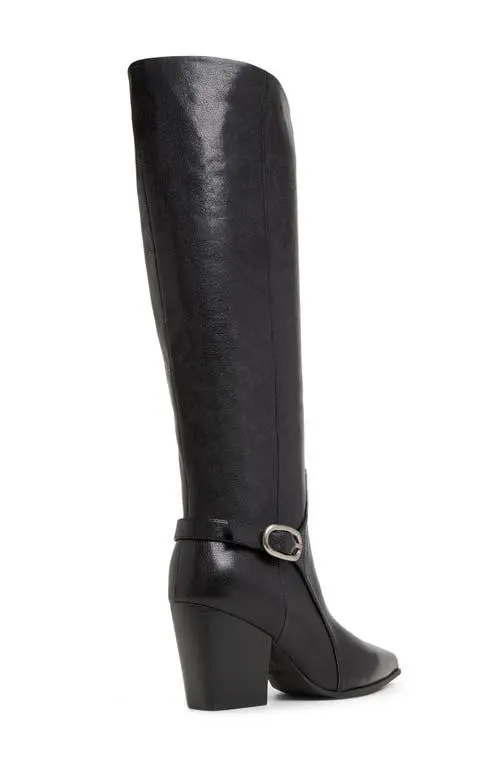 Aldo Knee High Leather Boot - Black
