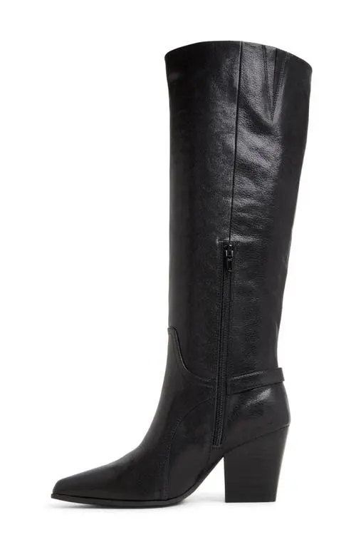 Aldo Knee High Leather Boot - Black