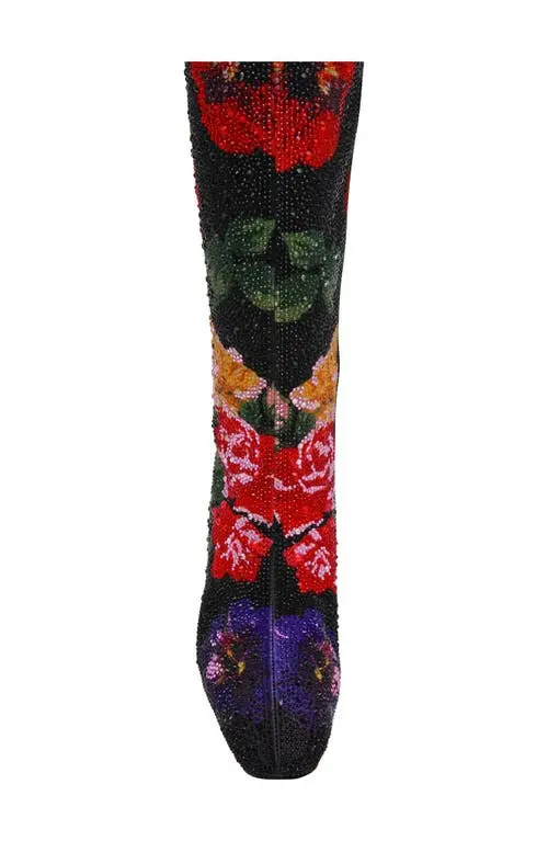 Betsey Johnson Rhinestone Floral Knee High Boots