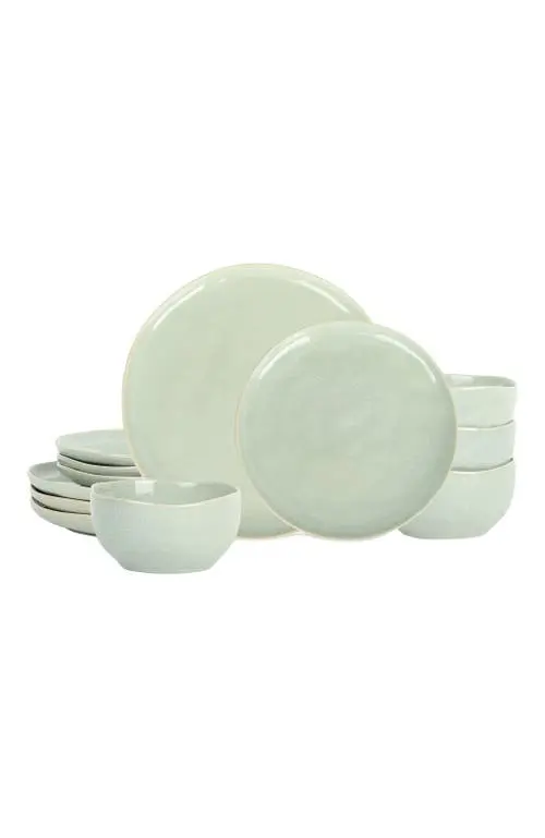 STONE + LAIN Mirella Stoneware 12-piece Dinnerware Set - Light Green