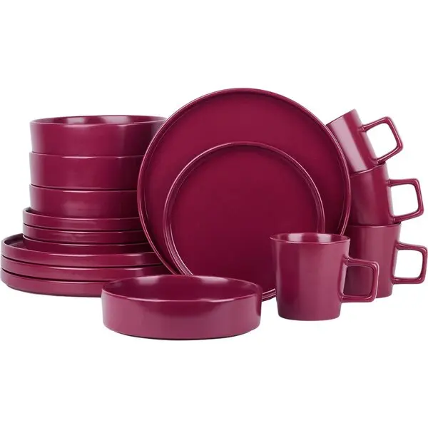 STONE + LAIN Cleo Stoneware 16-piece Dinnerware Set - Magenta