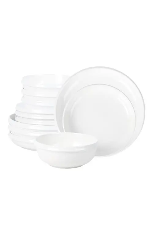 STONE + LAIN Verso Porcelain 12-piece Dinnerware Set - White