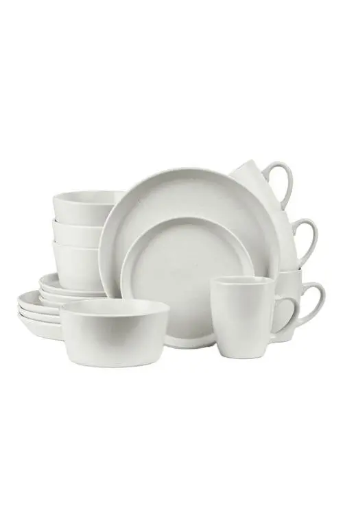 STONE + LAIN Albie Stoneware 32-piece Dinnerware Set - Snow White 16-pieces