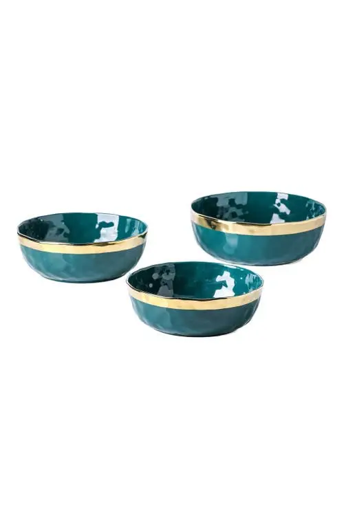 STONE + LAIN Florian Porcelain 3-piece Serving Bowl Set - Green