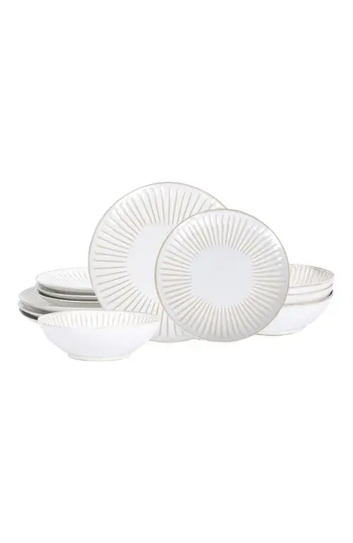 STONE + LAIN Linea Stoneware 24-piece Dinnerware Set - White 12-piece