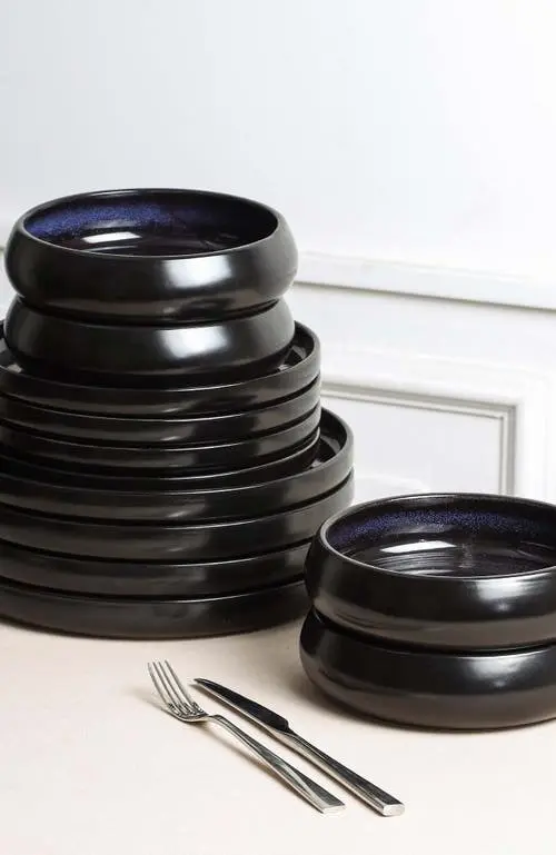 STONE + LAIN Lagoon Stoneware 12-piece Dinnerware Set
