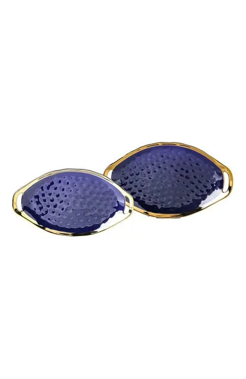 STONE + LAIN Florian Porcelain 2-piece Serving Plate Set - Blue