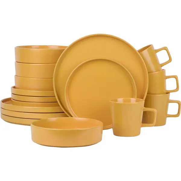 STONE + LAIN Cleo Stoneware 16-piece Dinnerware Set - Yellow