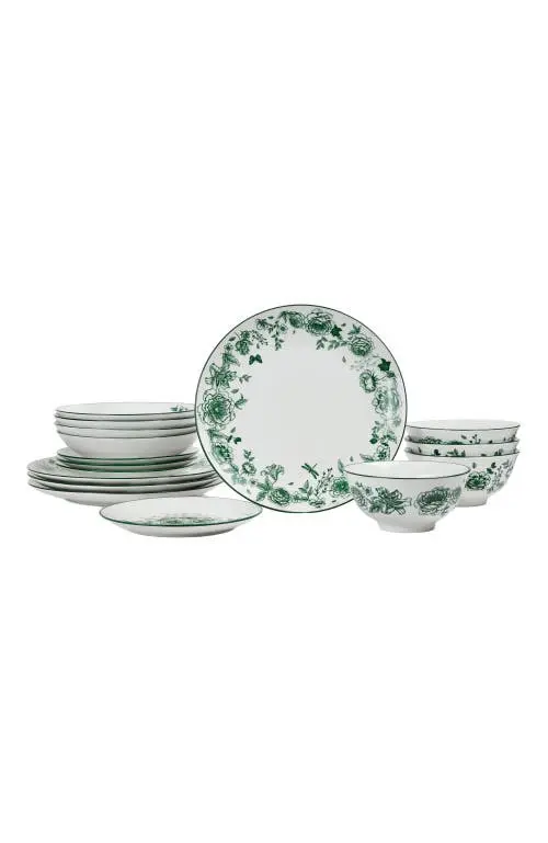 STONE + LAIN Esme Porcelain 16-piece Dinnerware Set - Green