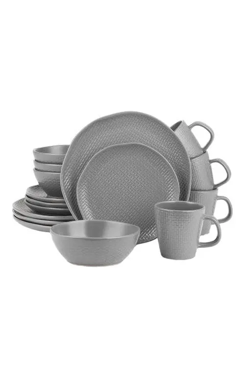 STONE + LAIN Abigail Stoneware 16-piece Dinnerware Set - Gray