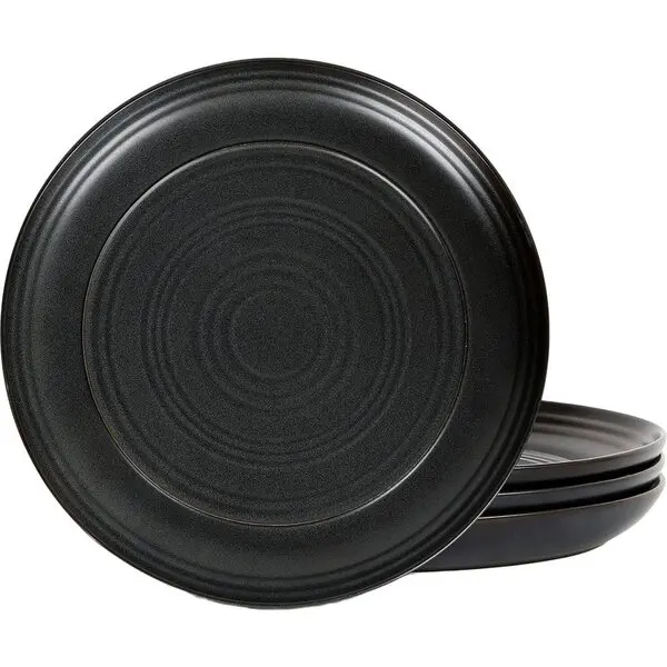 STONE + LAIN Elio Stoneware 4-piece Dinner Plate Set - Black