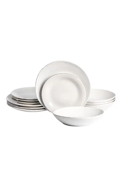 STONE + LAIN Essence Stoneware 12-piece Dinnerware Set - White