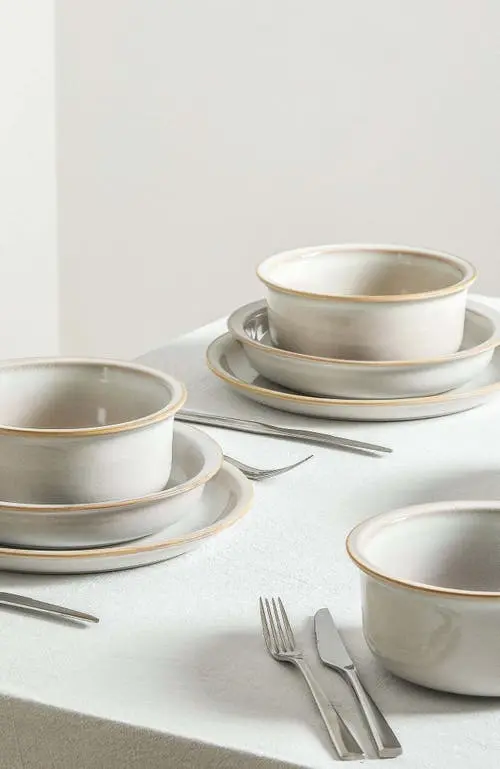 STONE + LAIN Slate Stoneware 12-piece Dinnerware Set