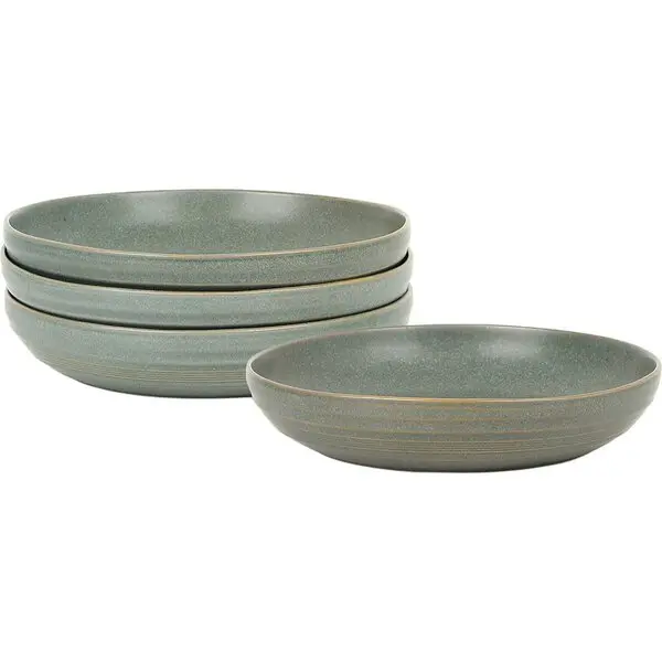 STONE + LAIN Elio Stoneware 4-piece Pasta Bowl Set - Green