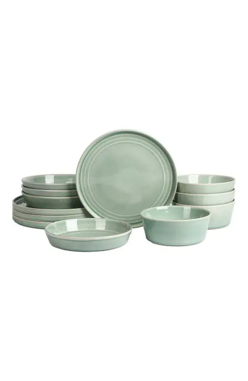 STONE + LAIN Claire Stoneware 12-piece Dinnerware Set - Green