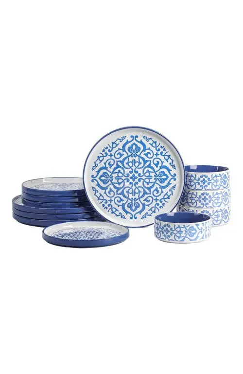 STONE + LAIN Tropea Stoneware 12-piece Dinnerware Set - Blue