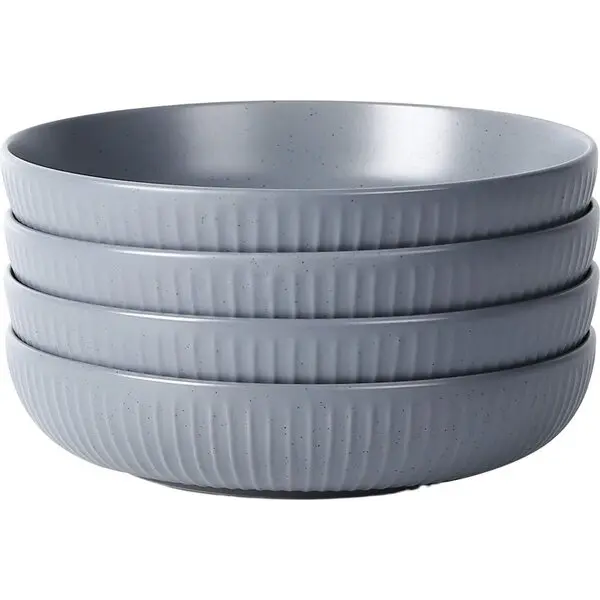 STONE + LAIN Logan Stoneware 4-piece Bowl Set - Grey