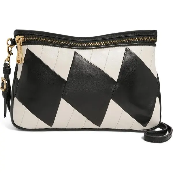 AIMEE Gramercy Novelty Leather Crossbody Bag - Black White Diamond