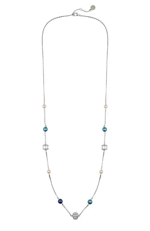 Vince Camuto Pearl Bead Long Necklace - Silver Tone